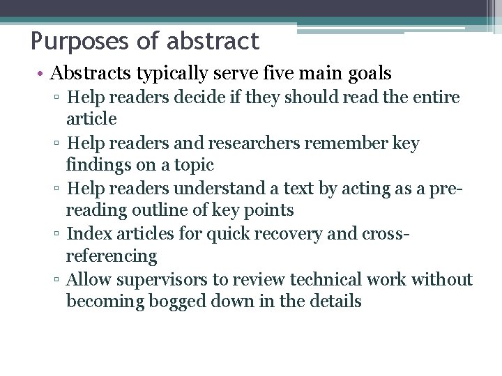 Research and Development Methods Abstracts Why Most online