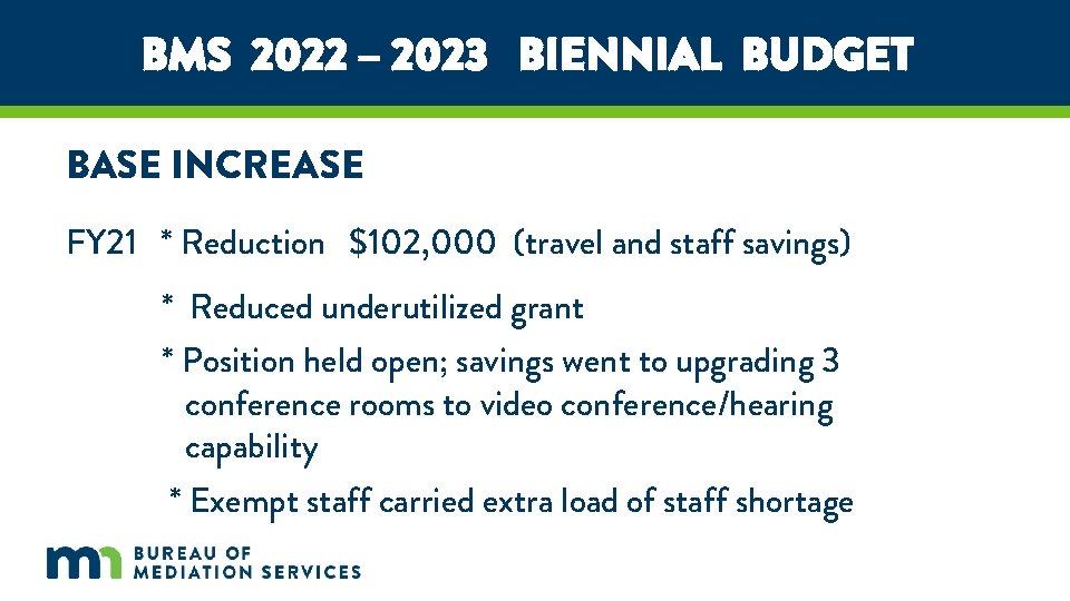 BMS 2022 2023 BIENNIAL BUDGET Janet Johnson Commissioner