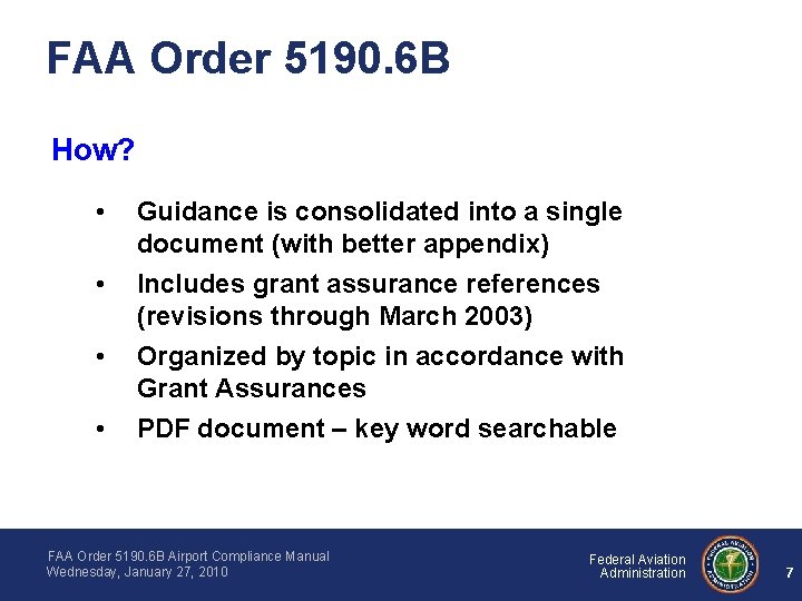 Airport Compliance FAA Order 5190 6 B Airport