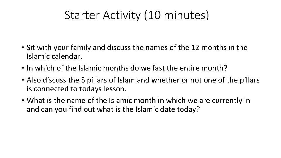 GROUP 4 ISLAMIC STUDIES LESSON PLAN SAWM FASTINGSATURDAY