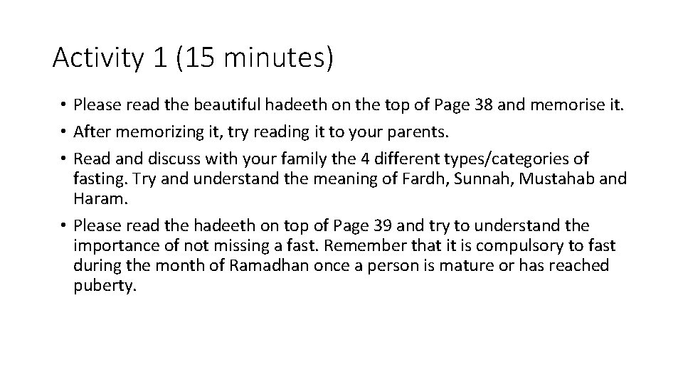 GROUP 4 ISLAMIC STUDIES LESSON PLAN SAWM FASTINGSATURDAY