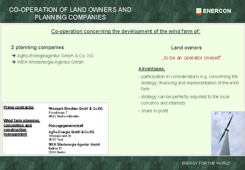 Best Practice for Realising Wind Energy Projects Windfarm