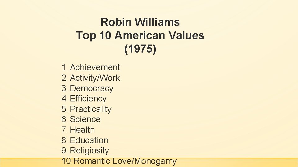 Robin Williams Top 10 American Values 1975 1