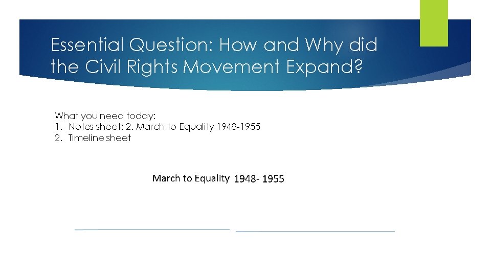 Essential Question How and Why did the Civil