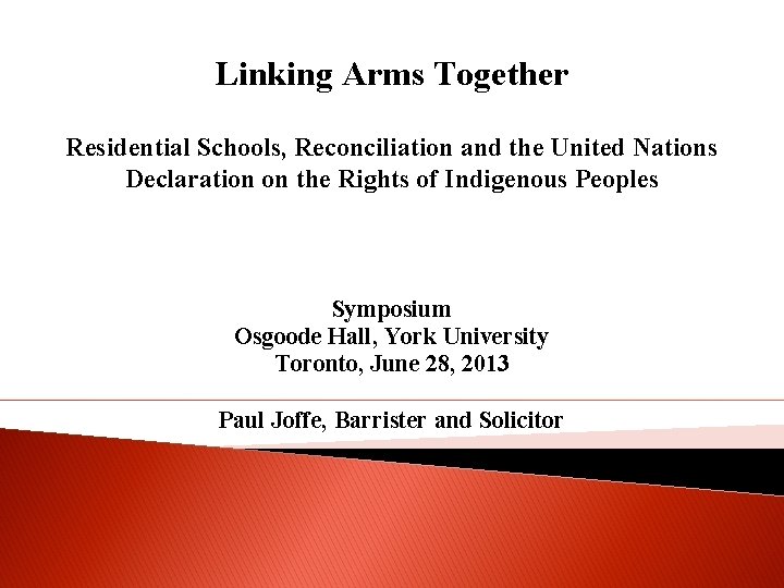 Linking Arms Together Residential Schools Reconciliation and the