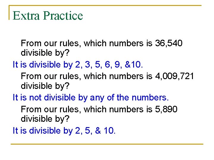 1 5 Divisibility Rules SRB pg 11 Rule