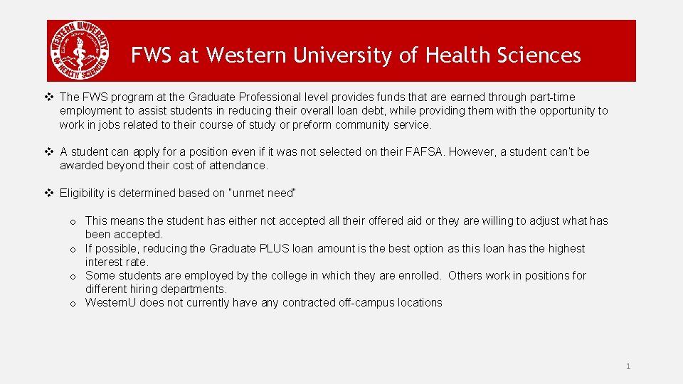 FWS at Western University of Health Sciences v