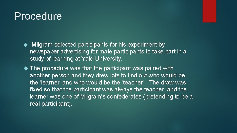 Milgram Experiment This experiment is one of the