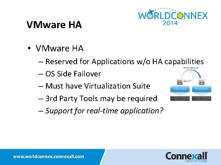 Application Resilience Agenda What is High Availability Connexall