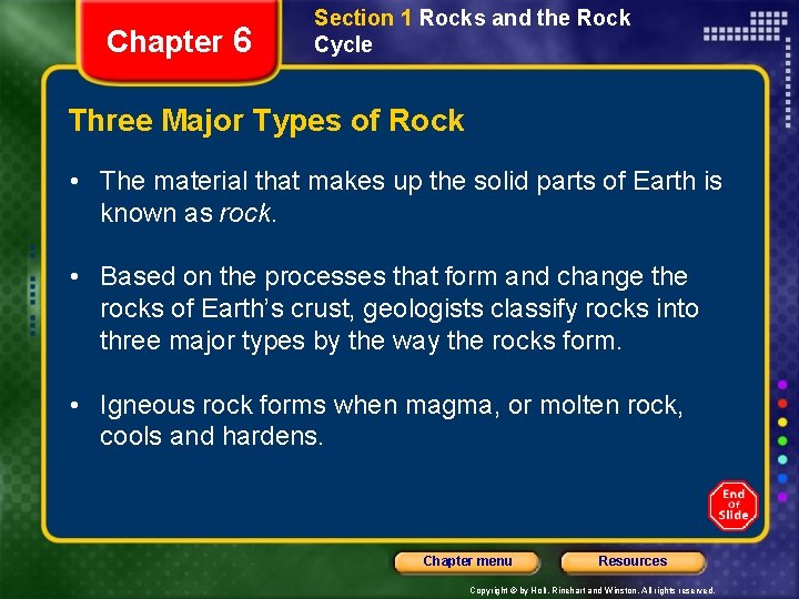 Chapter 6 Section 1 Rocks and the Rock
