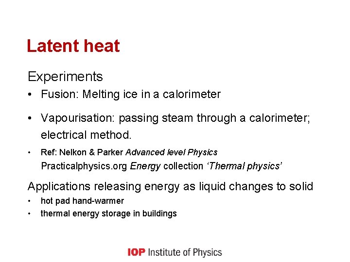 Thermal properties Teaching challenges Latent heat The transfer