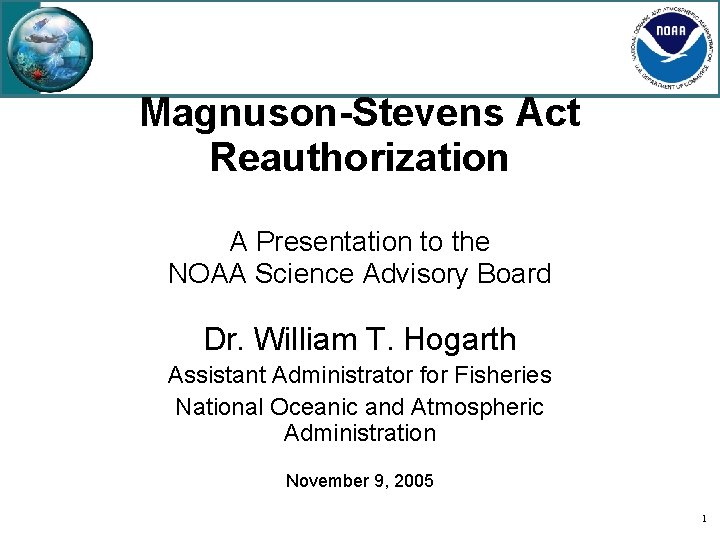 MagnusonStevens Act Reauthorization A Presentation to the NOAA