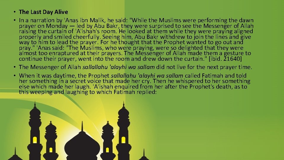 The death and burial of prophet Mohammed SAW