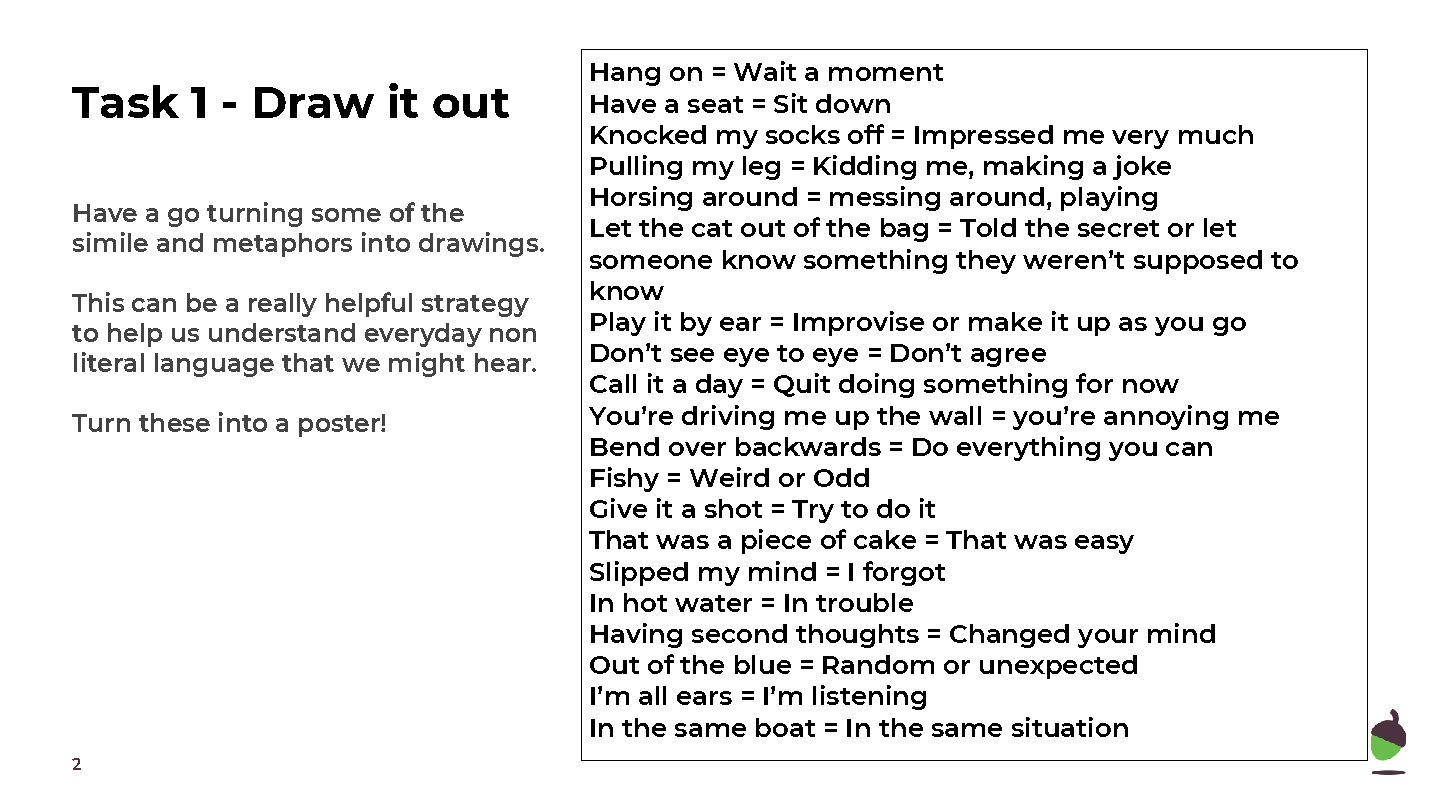 Speech and Language Therapy Non Literal Language Lesson