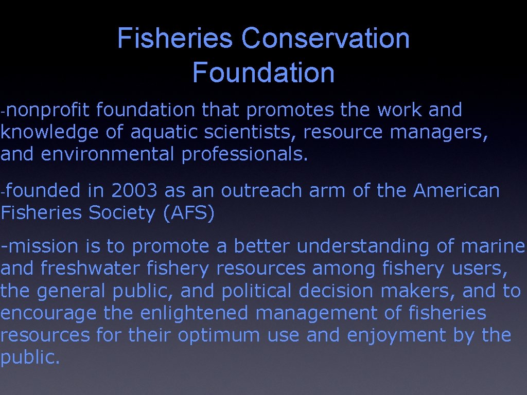 Native Fish Conservation Areas Partnership Proposal Fisheries Conservation
