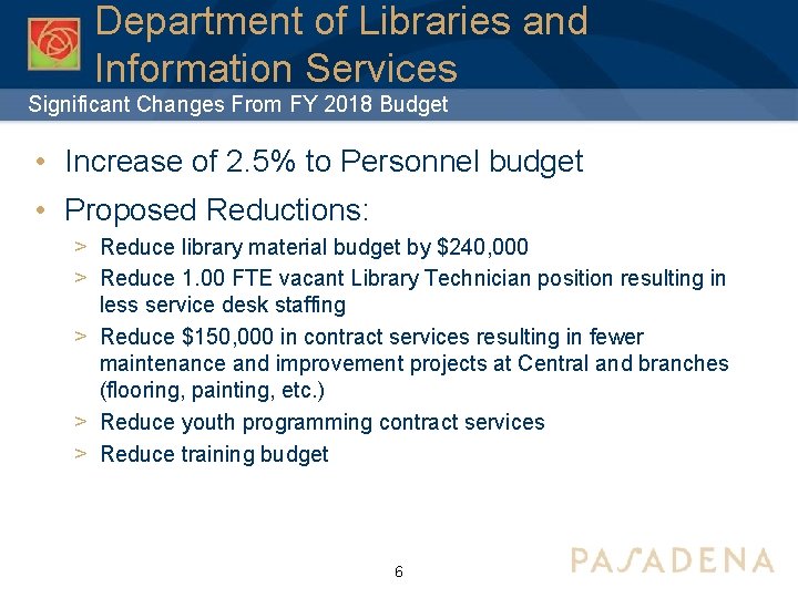 Department of Libraries and Information Services FY 2019