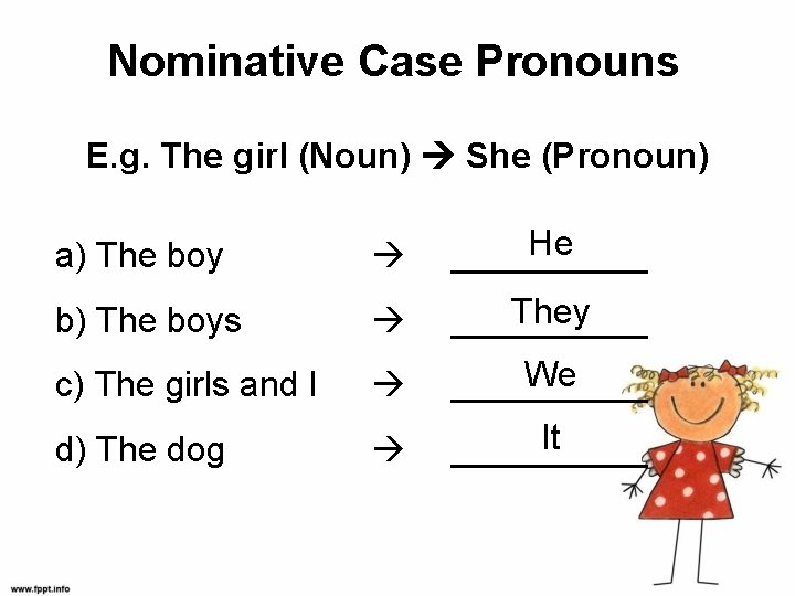 Personal Pronouns Personal pronouns take the place of