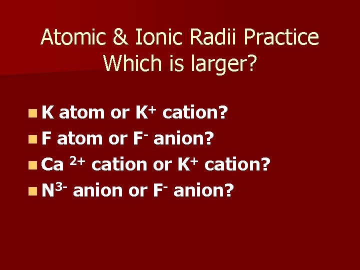 Periodic Table Trends Atomic Radii Density Ionization Energy