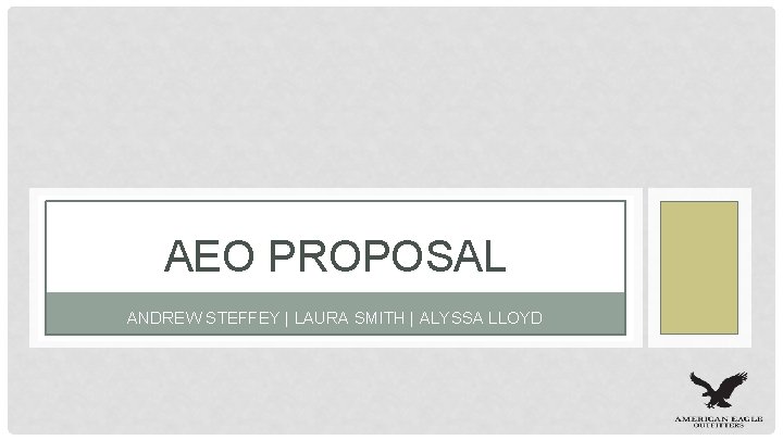 AEO PROPOSAL ANDREW STEFFEY LAURA SMITH ALYSSA LLOYD