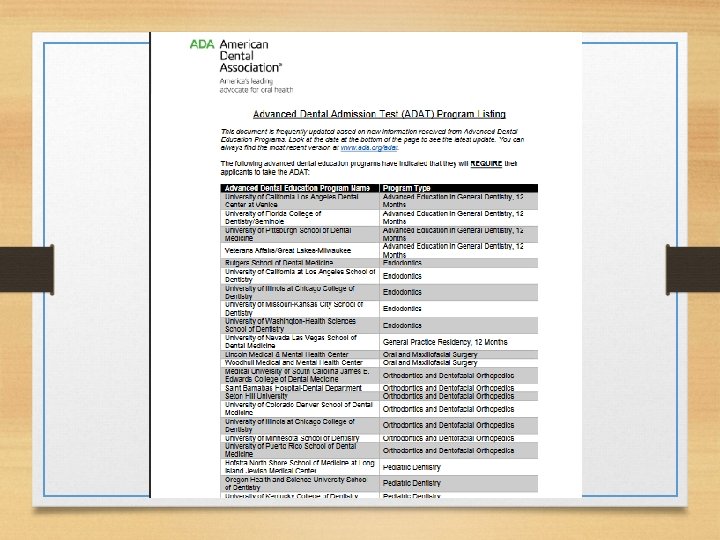 Advanced Dental Admission Test ADAT Logan Poff Background