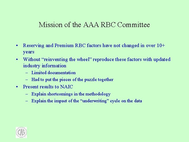 AAA Updated Research on the NAIC Risk Based