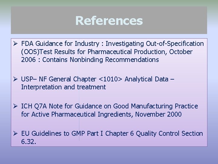 Out of Specification and Atypical Test Results Contents