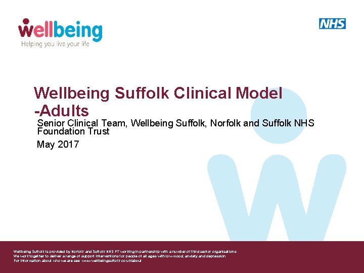 Wellbeing Suffolk Clinical Model Adults Senior Clinical Team