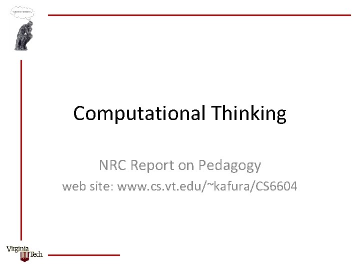 Computational Thinking NRC Report on Pedagogy web site