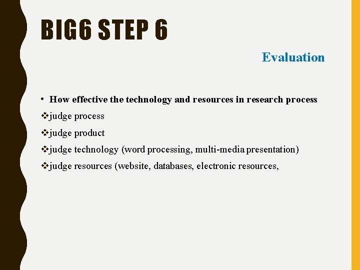 BIG 6 LESSON CONCLUSION LISA VILLAGOMEZ REVIEW OF