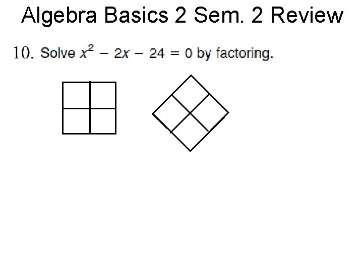 Algebra Basics 2 Sem 2 Review Algebra Basics