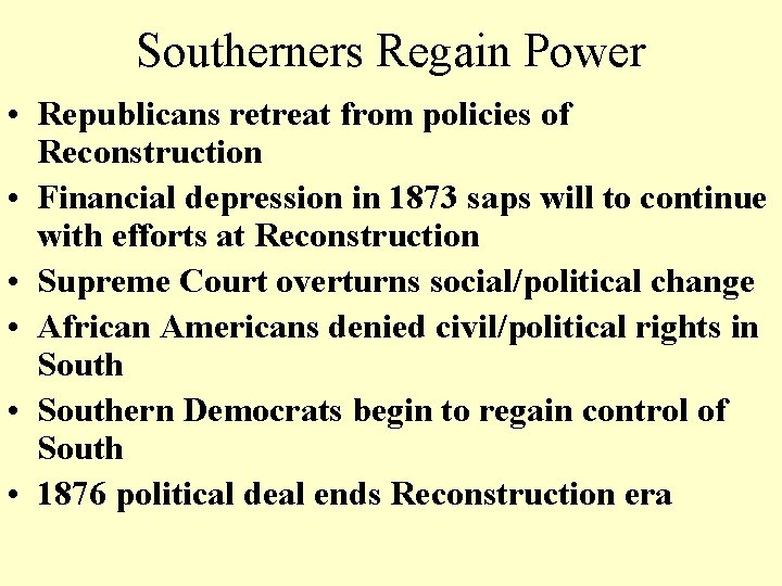 Reconstruction and its Effects Triumph of Race Politics