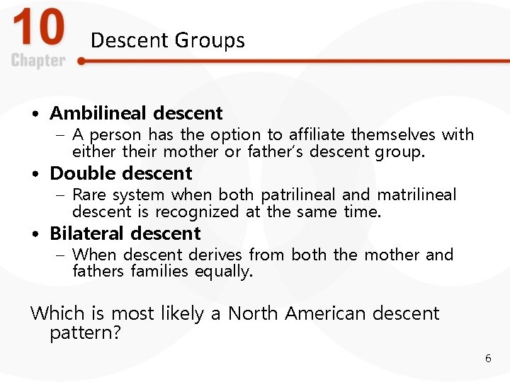 Chapter 10 Kinship Descent 1 What Will You
