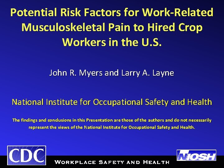 Potential Risk Factors for WorkRelated Musculoskeletal Pain to