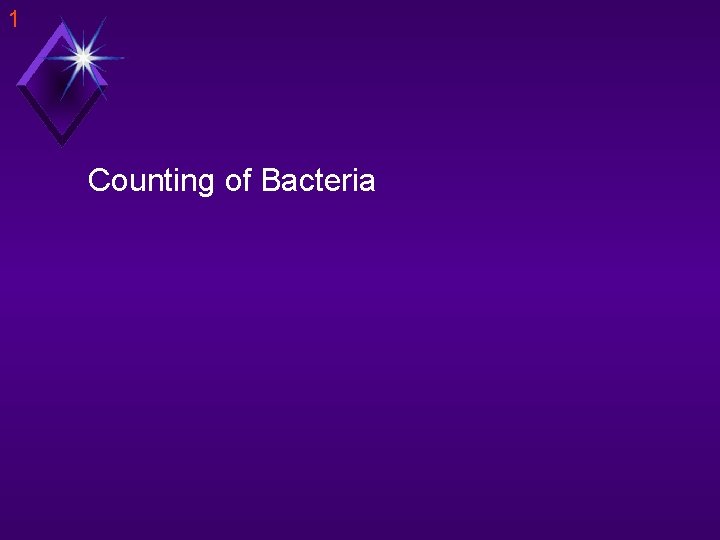 1 Counting of Bacteria 2 Presentation Outline Direct