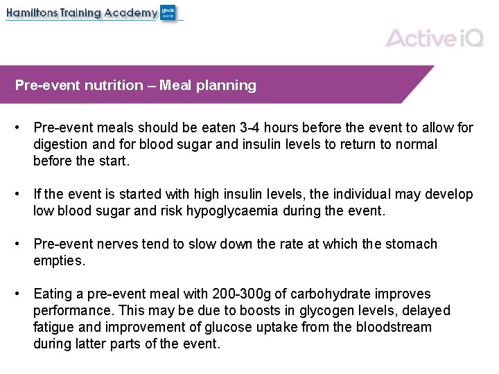 Nutrition for endurance events The principles of nutrition