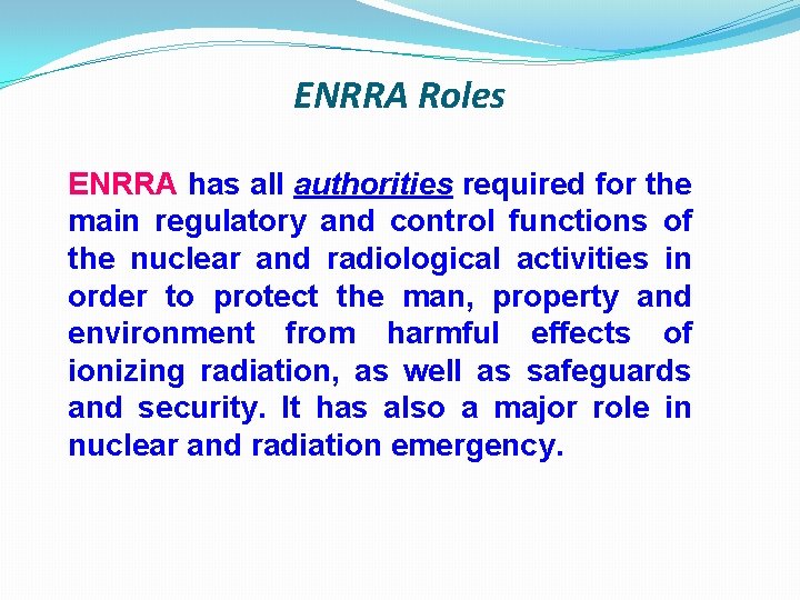 Egypt Country Presentation Egyptian Nuclear and Radiological Regulatory