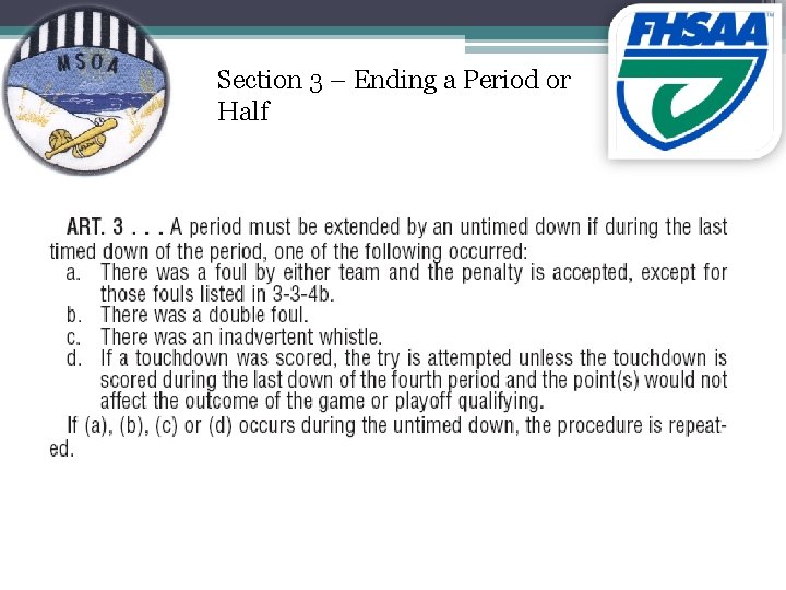 2012 NFHS Football Rule 3 Periods Time Factors