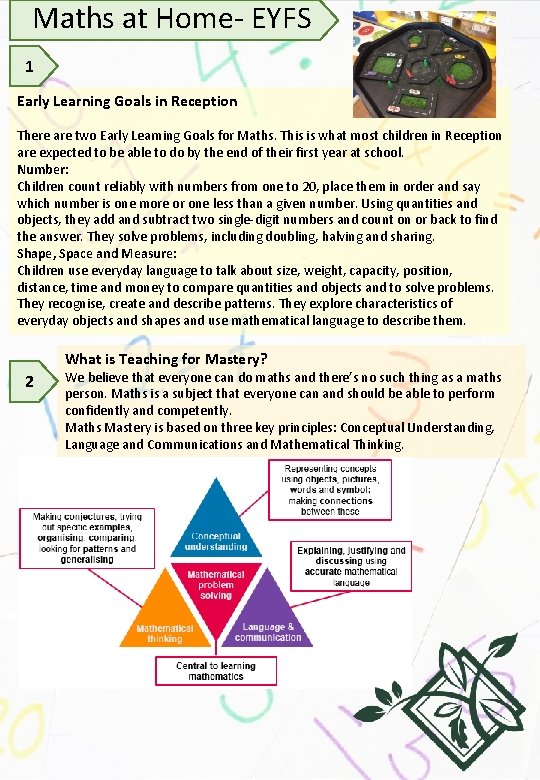 Maths at Home EYFS 1 Early Learning Goals