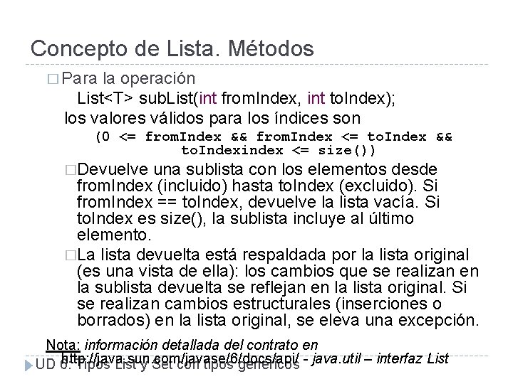 Unidad Didctica 6 Tipos List y Set con