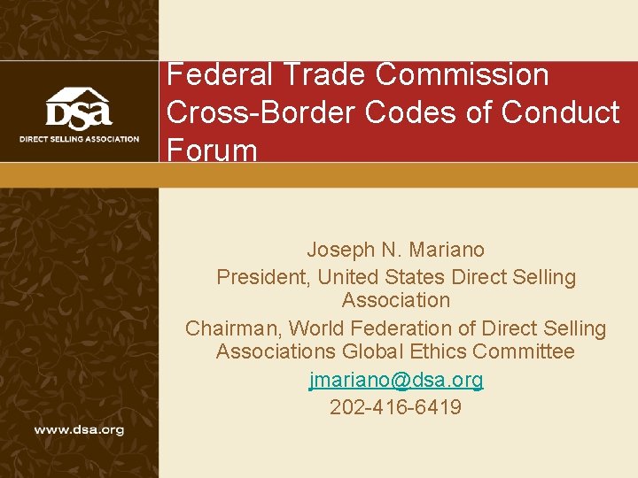 Federal Trade Commission CrossBorder Codes of Conduct Forum