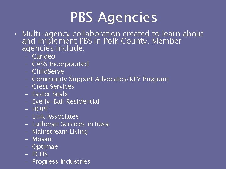 Polk County Positive Behavior Support PBS Network Agenda