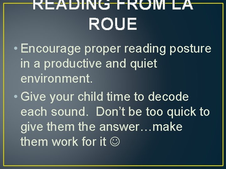 La Roue Parent Information Night Monday September 18