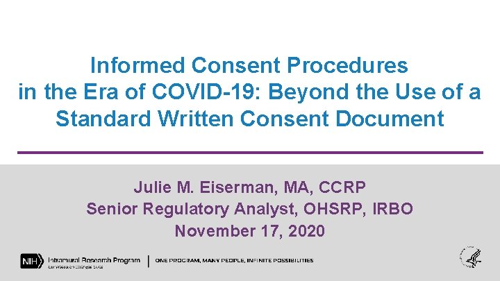 Informed Consent Procedures in the Era of COVID19