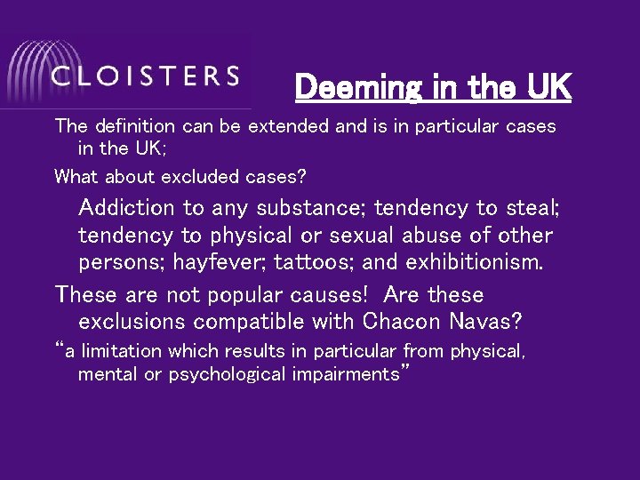 DISABILITY DISCRIMINATION DEFINITIONS AND DANGERS Declan ODempsey October