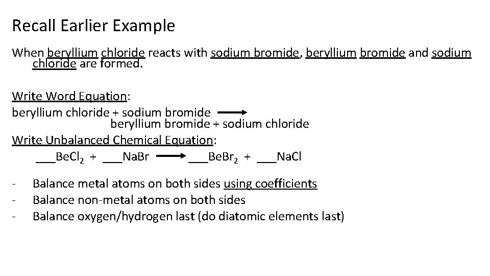 14 3 Balancing Chemical Equations H 2 O