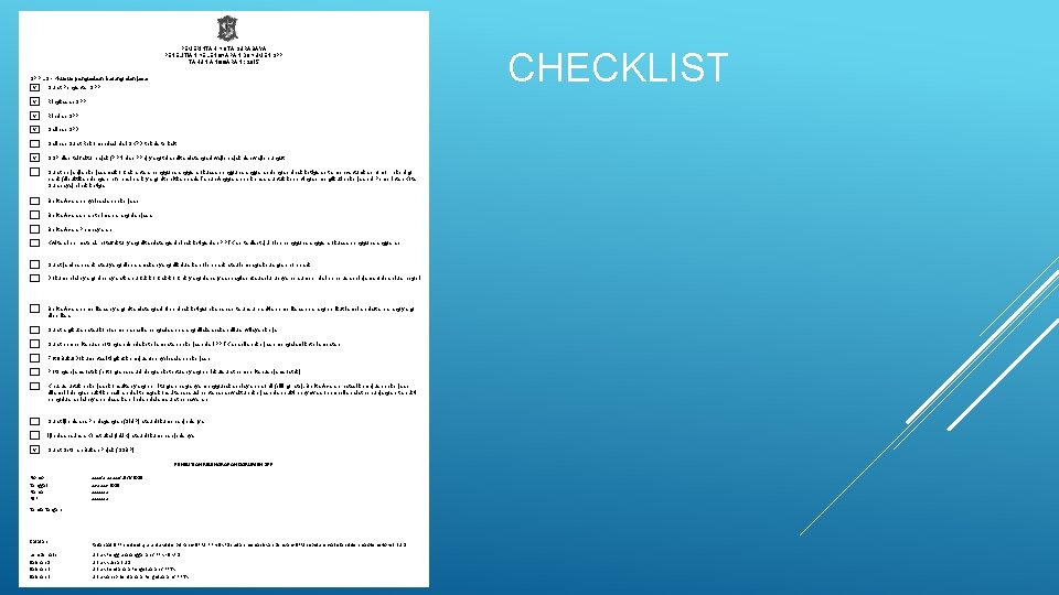 LAPORAN SPM SPTB CHECKLIST DAN SSBP Kegiatan yang