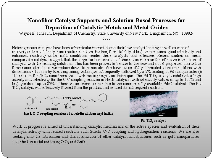 Nanofiber Catalyst Supports and SolutionBased Processes for Deposition