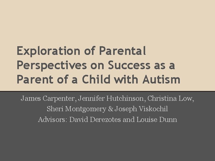 Exploration of Parental Perspectives on Success as a