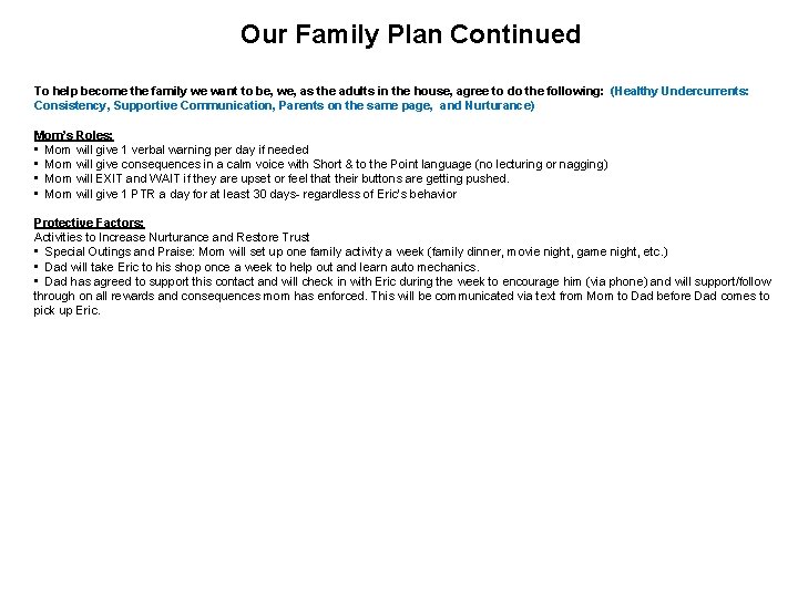 Our Family Whereabouts Plan In order to become