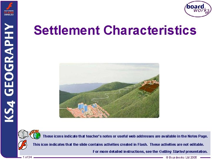 Settlement Characteristics These icons indicate that teachers notes
